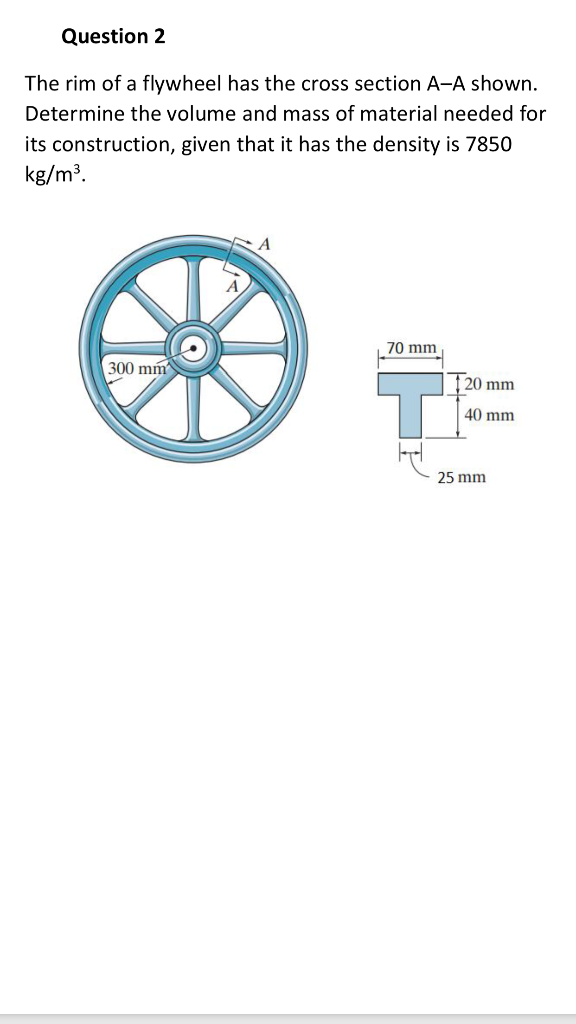 Solved Question 2 The rim of a flywheel has the cross | Chegg.com