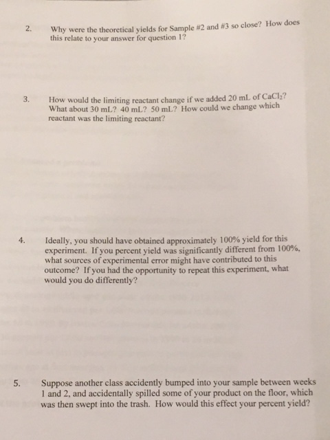 CHE 101 Lab #6 Stoichiometric Precipitation etric | Chegg.com