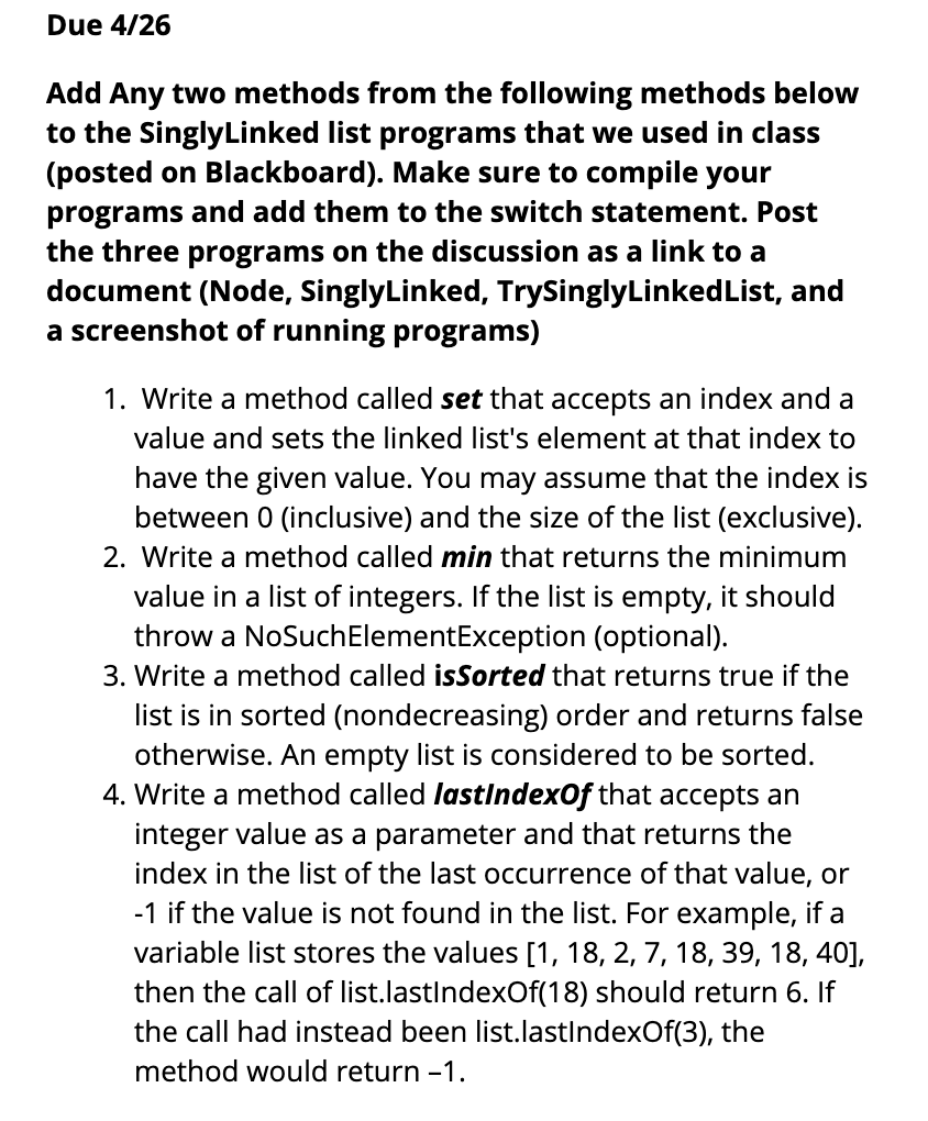 Solved public class SinglyLinkedList { protected Node | Chegg.com