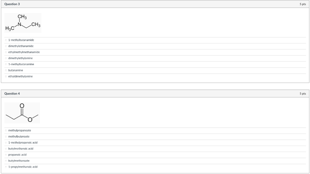 Solved Question 3 5 pts CH3 CH3 H3c 1-methylbutanamide | Chegg.com