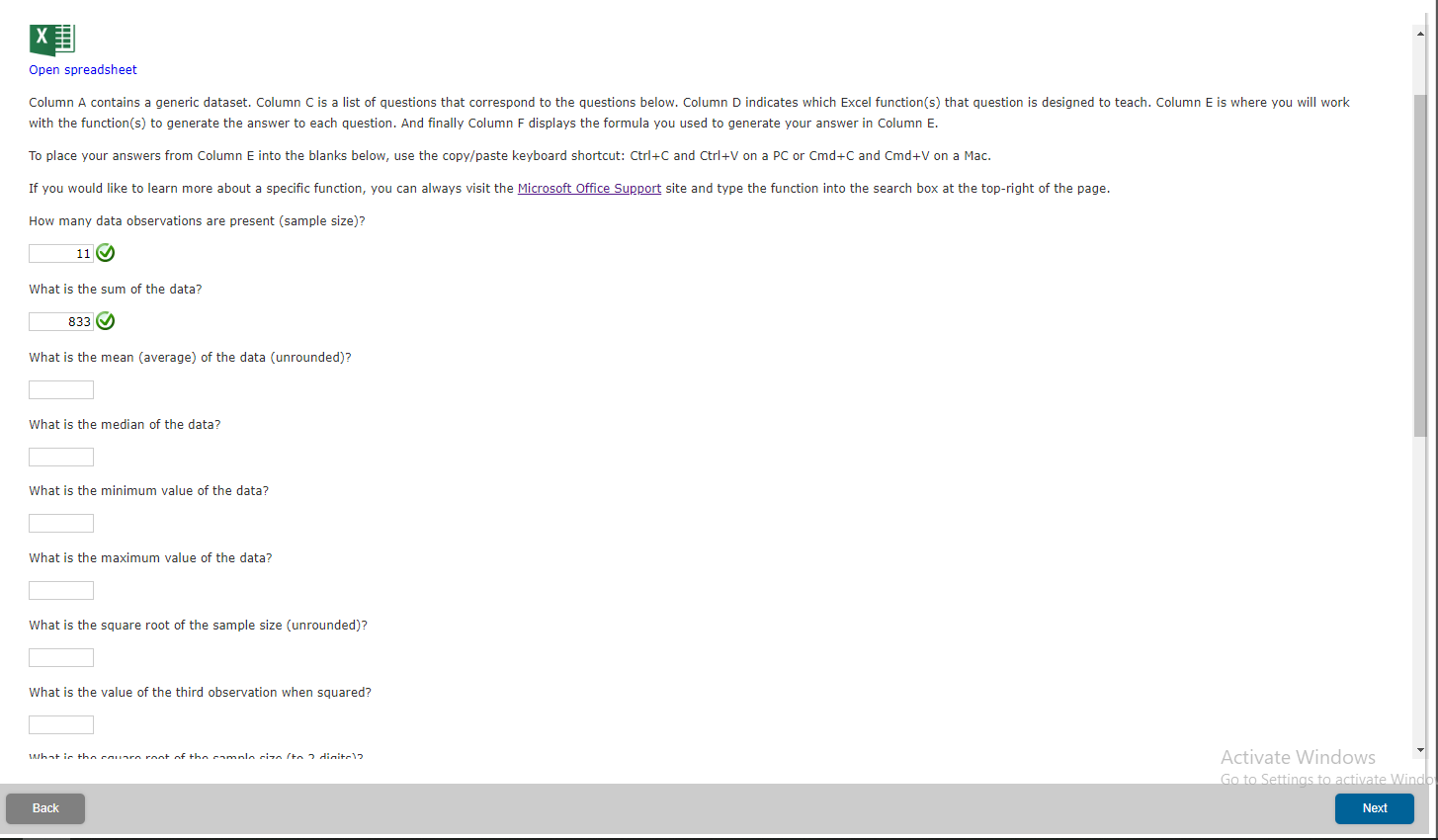 Solved Open spreadsheet with the function(s) to generate the | Chegg.com