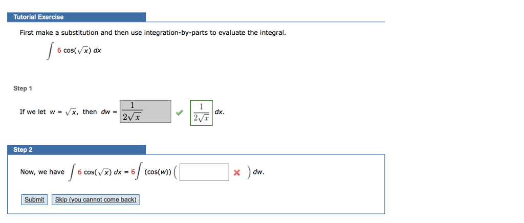 Solved Tutorial Exercise First make a substitution and then | Chegg.com