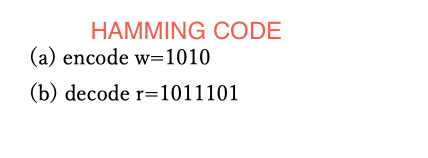 Solved HAMMING CODE(a) ﻿encode w=1010(b) ﻿decode r=1011101 | Chegg.com
