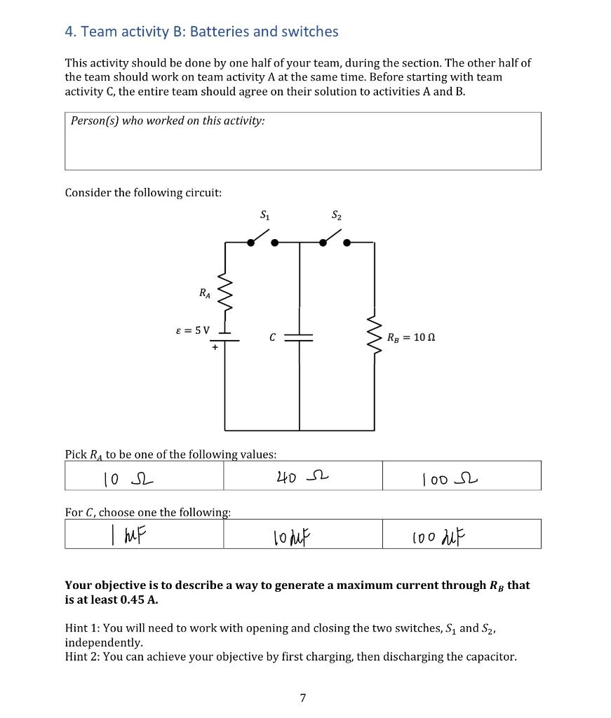 4. Team activity B: Batteries and switches This | Chegg.com