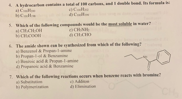 Solved 4. A hydrocarbon contains a total of 100 carbons, and | Chegg.com