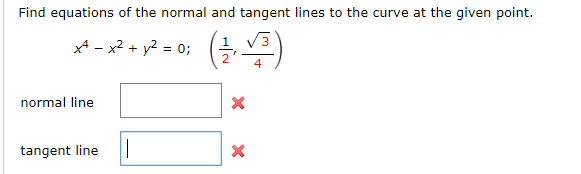 Solved Find equations of the normal and tangent lines to the | Chegg.com
