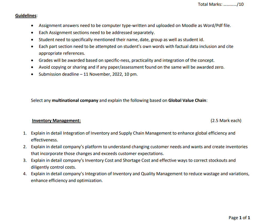 Solved Guidelines: - Assignment answers need to be computer | Chegg.com