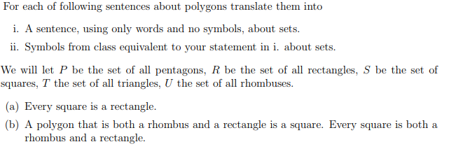 Solved For each of following sentences about polygons | Chegg.com