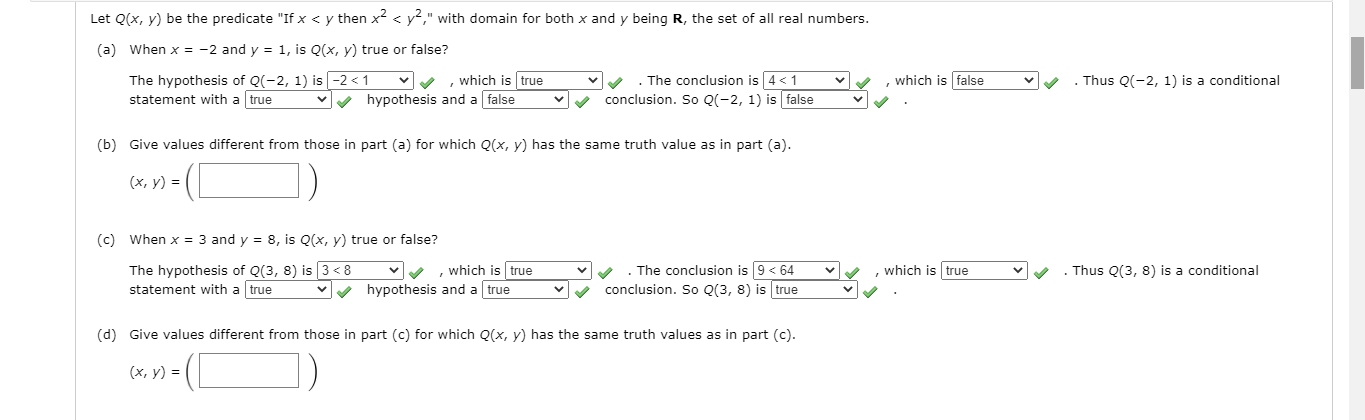 Solved Let Q(x, y) be the predicate "If x