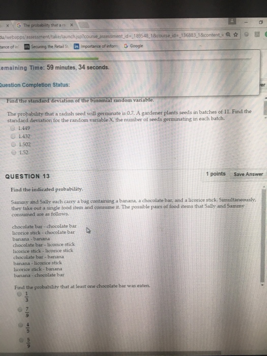 Solved Find The Standard Deviation Of The Binomial Random