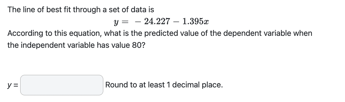 Solved The line of best fit through a set of data is | Chegg.com