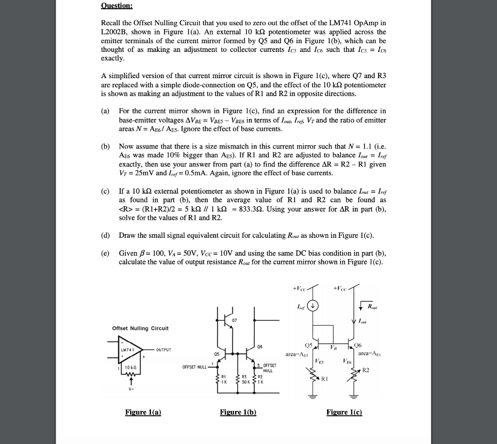 Solved Recall the Offset Nulling Circuit that you used to | Chegg.com