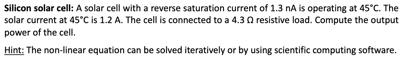 Solved Silicon solar cell: A solar cell with a reverse | Chegg.com