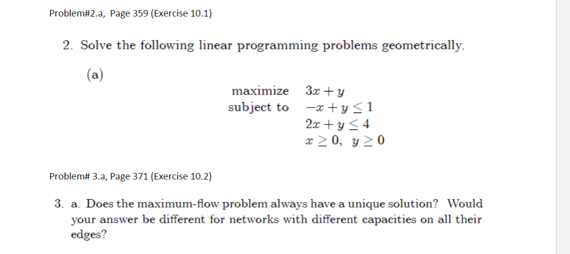 Solved 2. Solve the following linear programming problems | Chegg.com