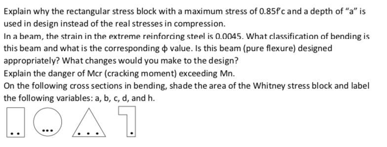 Solved Explain why the rectangular stress block with a | Chegg.com