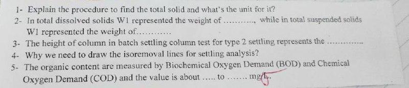 Solved 1- Explain the procedure to find the total solid and | Chegg.com