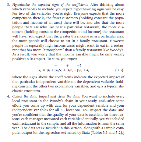 3.2 Using Regression Analysis to Pick Restaurant | Chegg.com