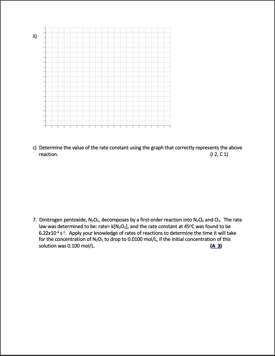 Solved c) Determine the value of the rate constant using the | Chegg.com