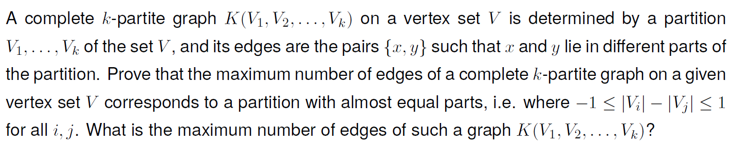 Solved A complete k-partite graph K(V1, V2, ...,Vk) on a | Chegg.com