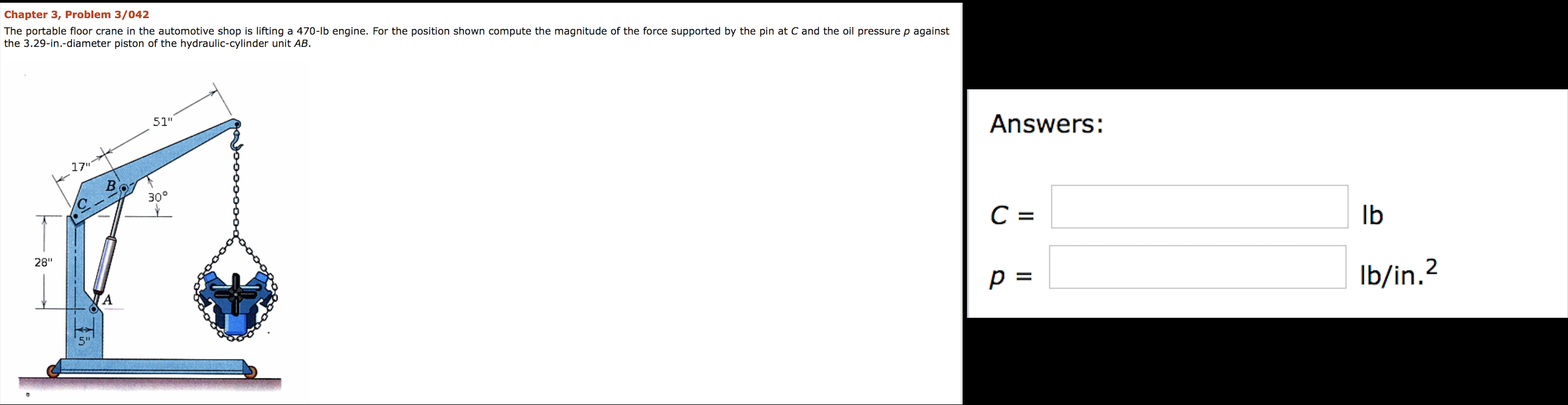 Solved Chapter 3, Problem 3/042 The portable floor crane in | Chegg.com