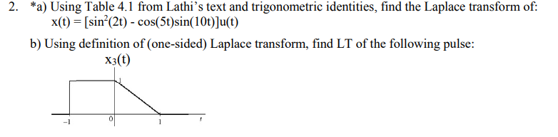 Solved Laplace Transform Pairs - Table 4.12. *a) Using Table | Chegg.com
