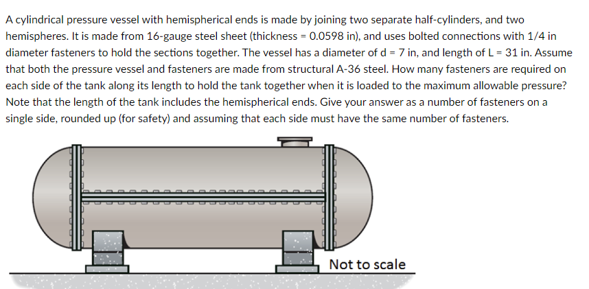 Solved A cylindrical pressure vessel with hemispherical ends | Chegg.com
