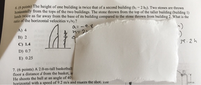 Solved The height of one building is twice that of a second | Chegg.com