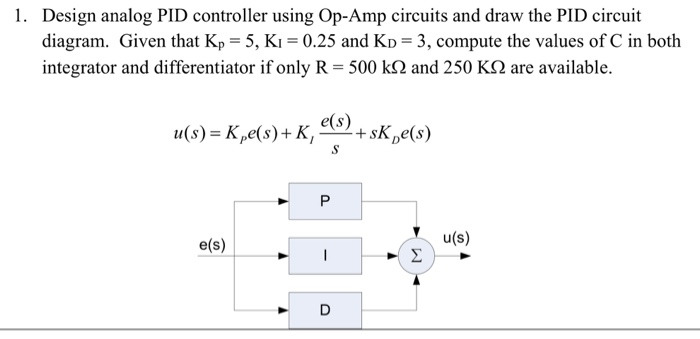 Solved 1. Design analog PID controller using Op-Amp circuits | Chegg.com