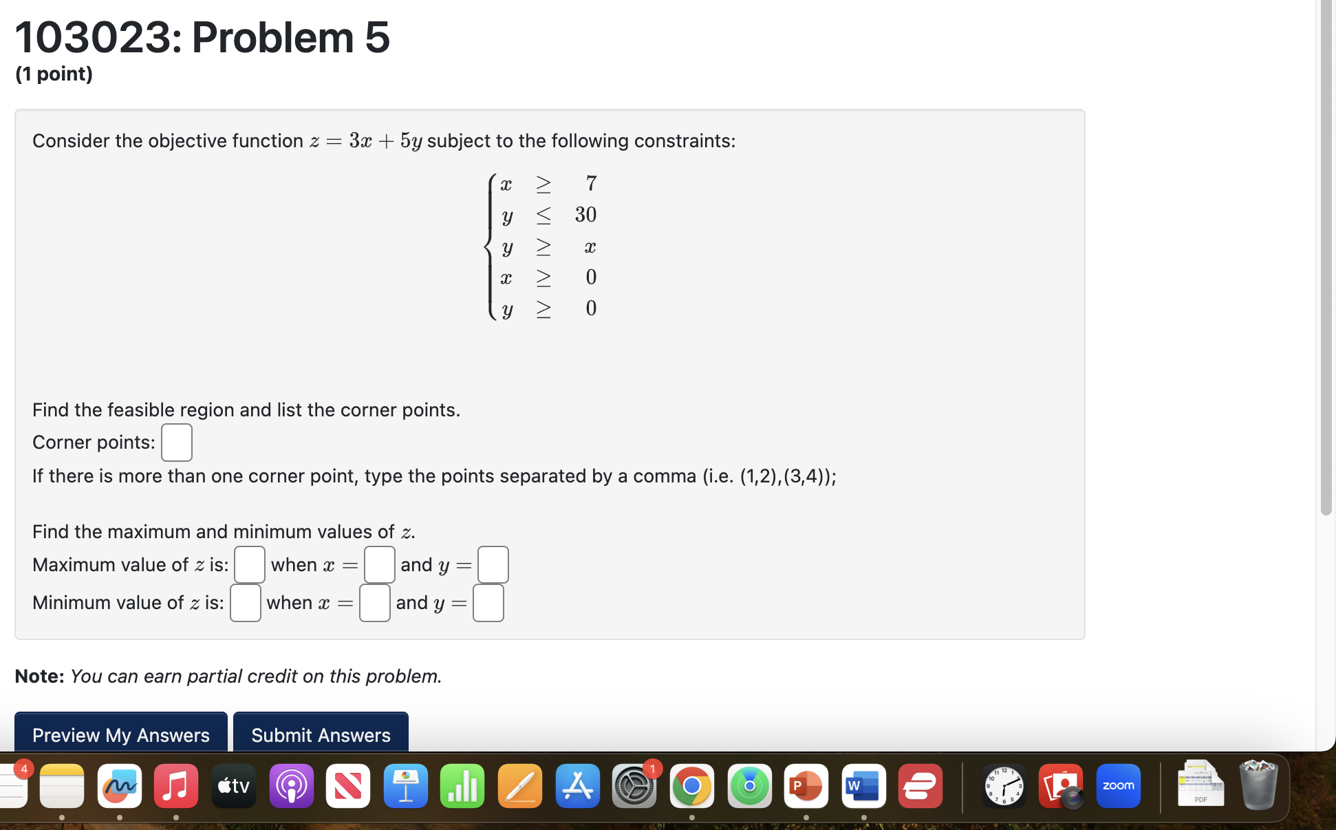 Solved Consider The Objective Function Z 3x 5y subject To