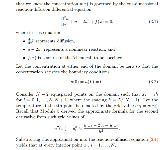 Solve reaction-diffusion equations via Newton | Chegg.com