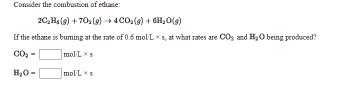 Solved Consider the combustion of ethane: 2C2H6 (9) + 702(g) | Chegg.com