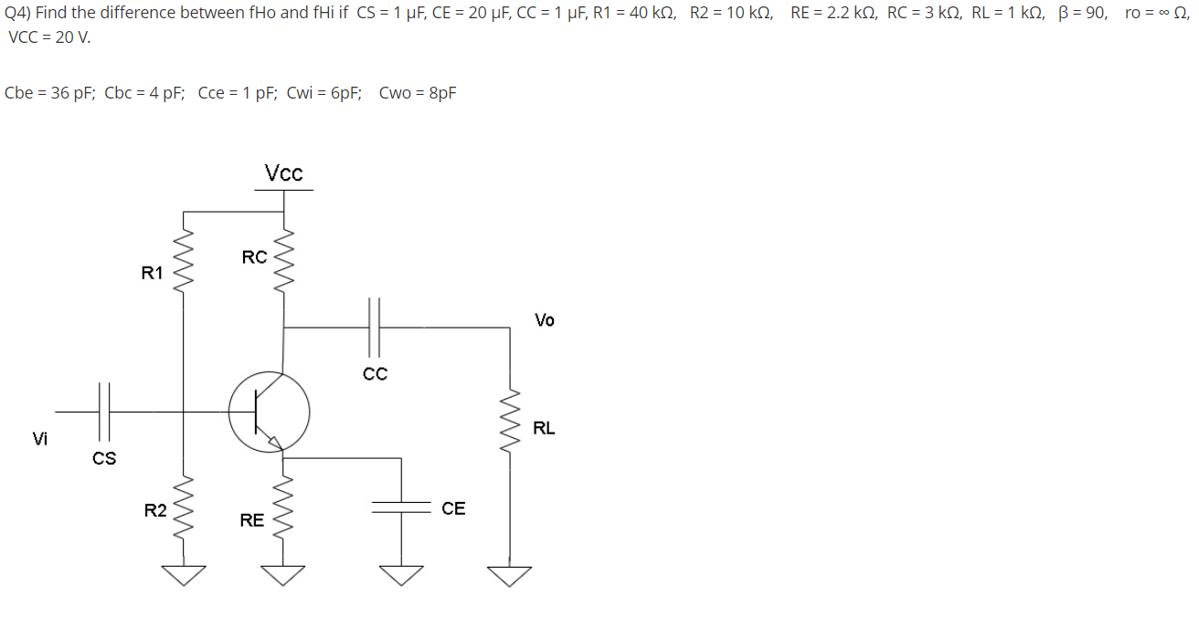 Solved Q4) Find the difference between fHo and fHi if | Chegg.com