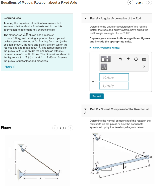 Solved Equations of Motion: Rotation about a Fixed Axis 2 of | Chegg.com