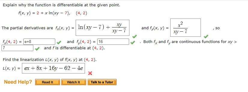 Solved Explain Why The Function Is Differentiable At The