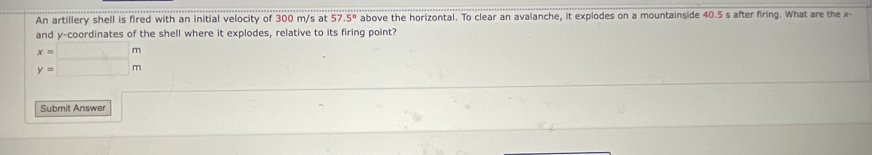 Solved An artillery shell is fired with an initial velocity | Chegg.com