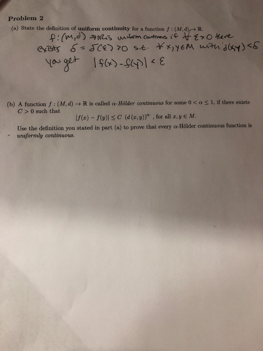 Solved Problem 2 () State the definition of uniform | Chegg.com