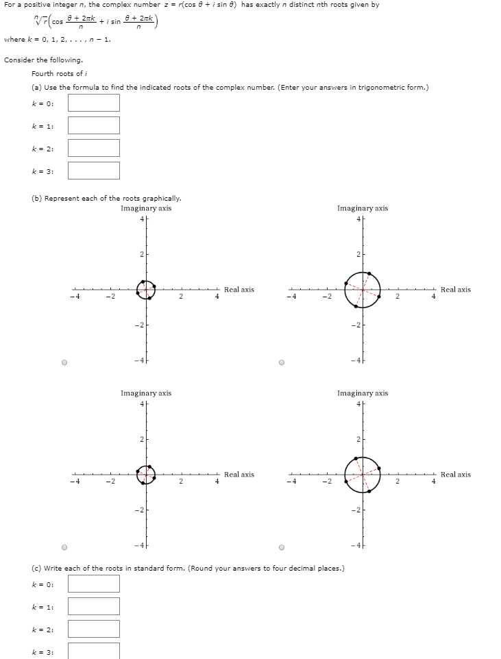 Solved For a positive integer n, the complex number z r(cos | Chegg.com