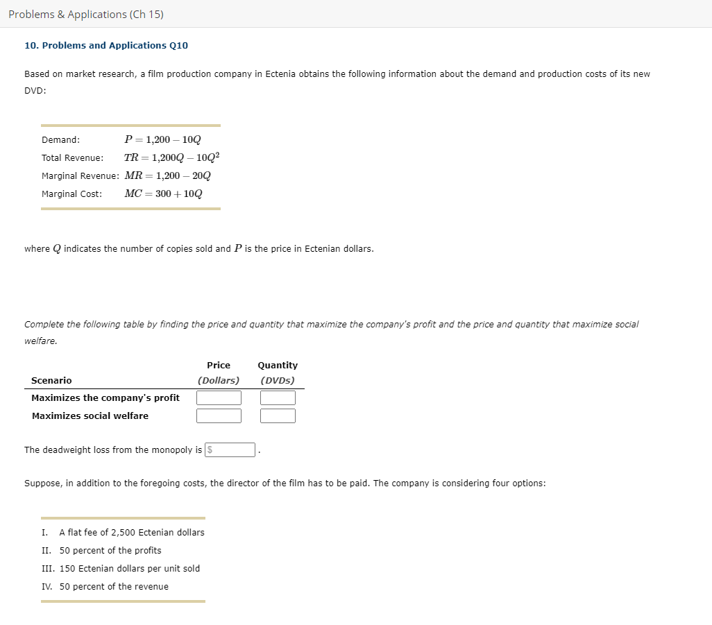 Solved Problems & Applications (Ch 15) 10. Problems and | Chegg.com