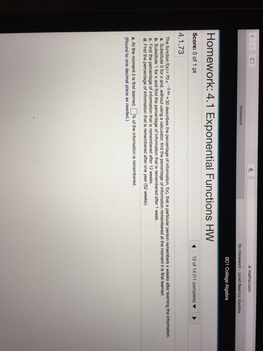 Solved Homework: 4.1 Exponential Functions HW Do Score: 0 of | Chegg.com