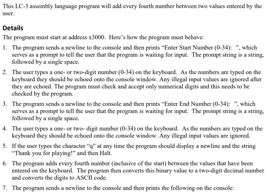 This LC-3 assembly language program will add every | Chegg.com