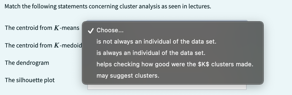 Solved Match the following statements concerning cluster | Chegg.com