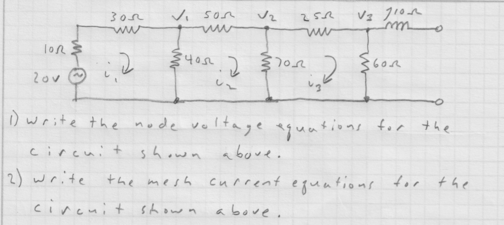 Solved Write the node voltage and mesh current equations for | Chegg.com