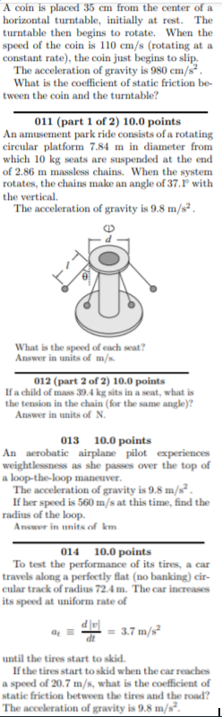 Solved A coin is placed 35 cm from the center of a | Chegg.com