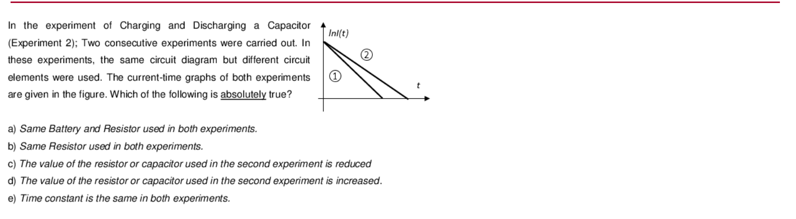 Solved In The Experiment Of Charging And Discharging A