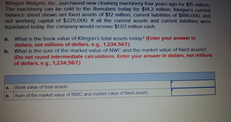 Solved Klingon Widgets, Inc., purchased new cloaking | Chegg.com