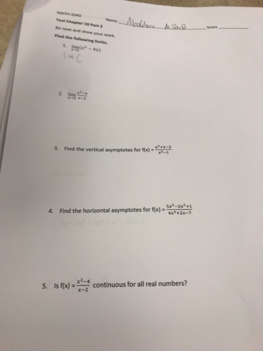 Solved MATH 2040 t0 neat and show Find your work the | Chegg.com