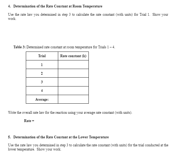 Solved 2. Determination of Reaction Rates a. Calculate the | Chegg.com