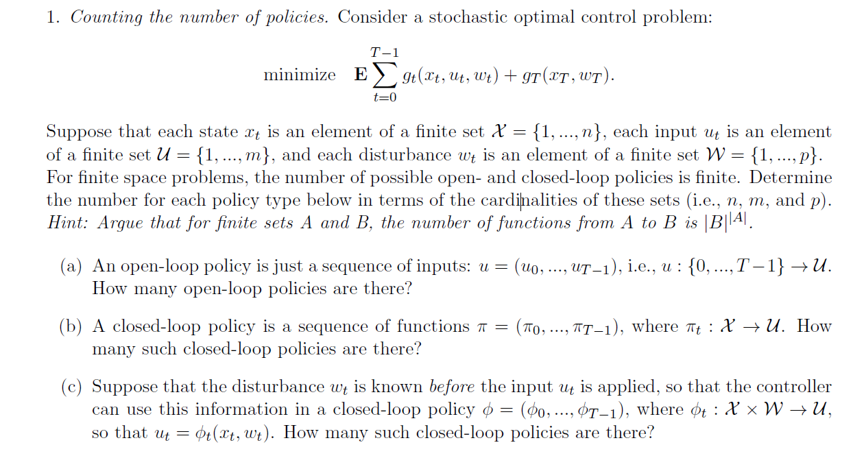 Solved 1. Counting the number of policies. Consider a | Chegg.com