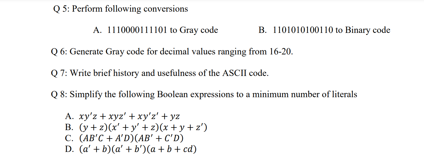 Solved Q 5: Perform following conversions A. 1110000111101 | Chegg.com