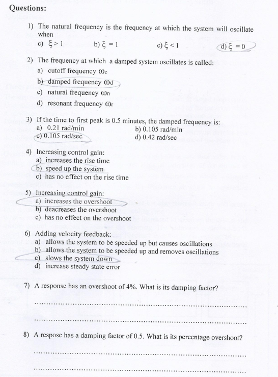 Solved Questions: 1) The natural frequency is the frequency | Chegg.com
